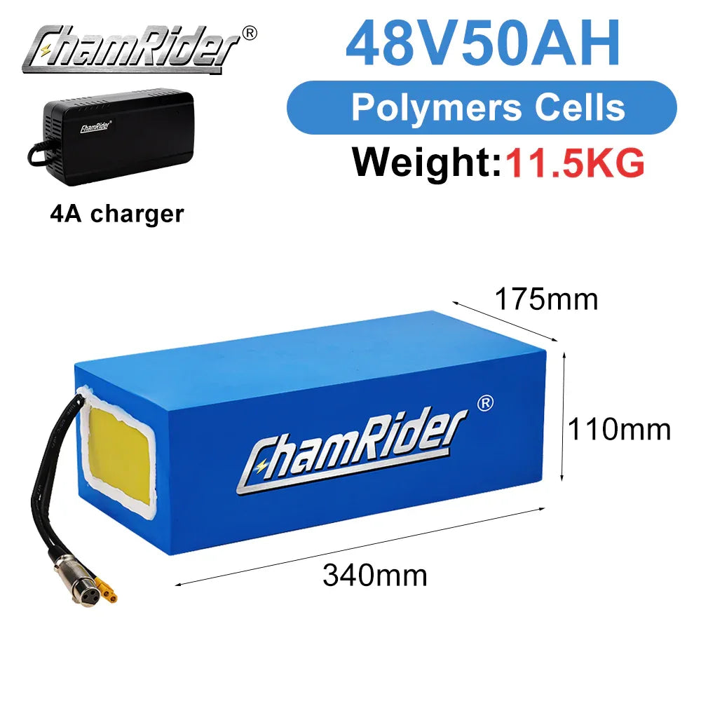 ChamRIder PVC battery 48V50AH Battery Polymer High Stability Cells Con ...